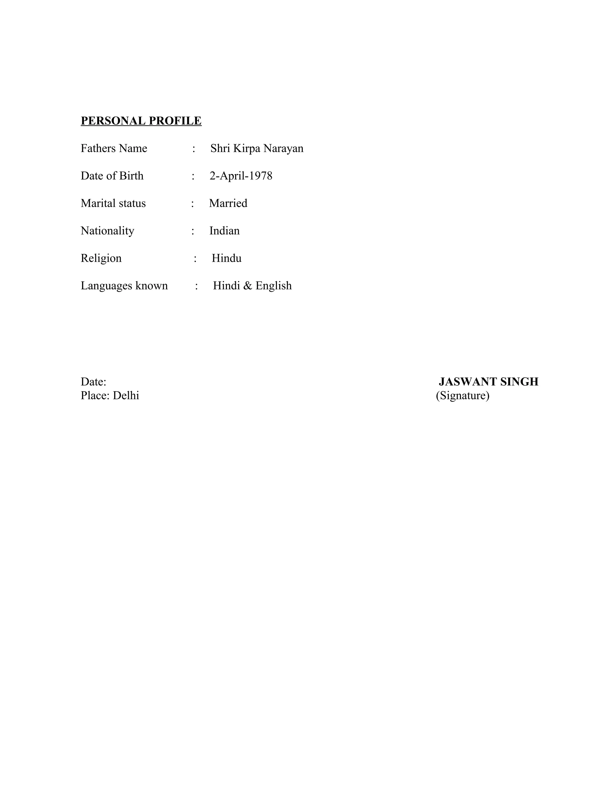 CURRICULUM VITAE Jaswant Singh | DOC