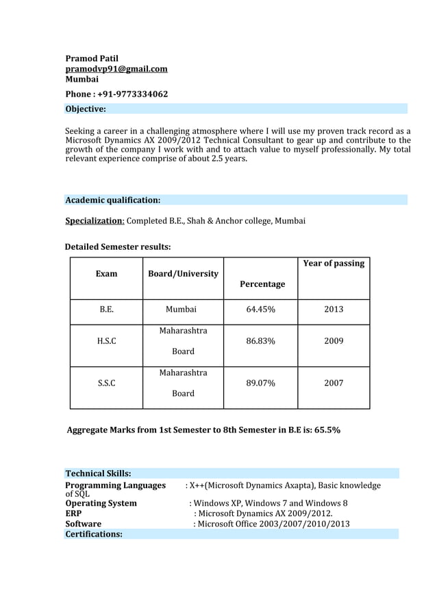 Resume_Pramod V Patil | PDF