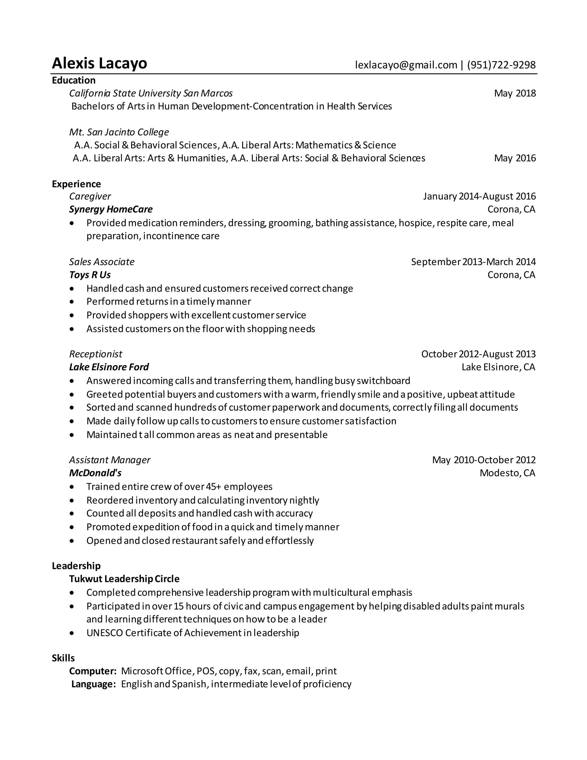 Sales Associate VS Resume | PDF