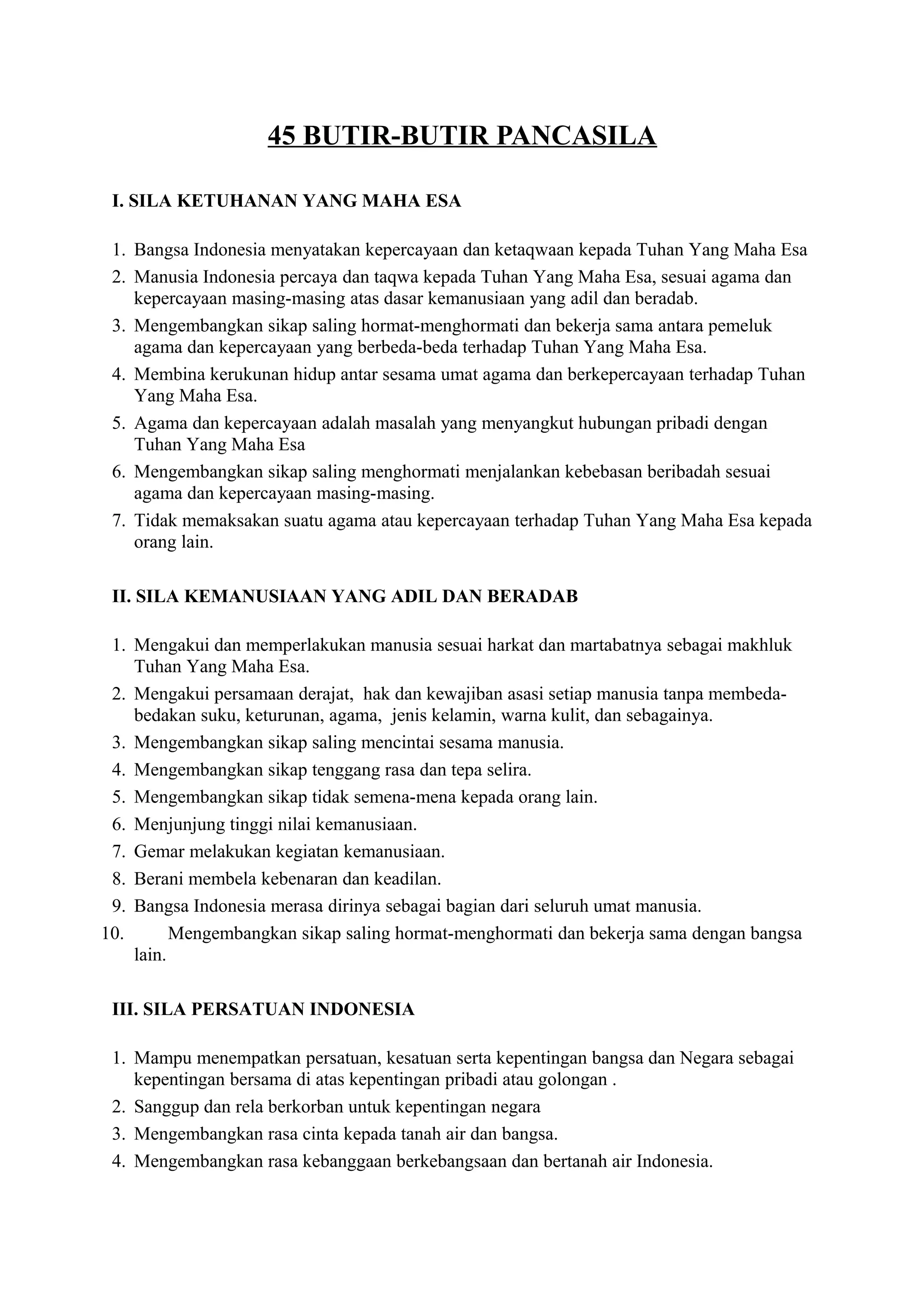 45 butir pancasila | DOC