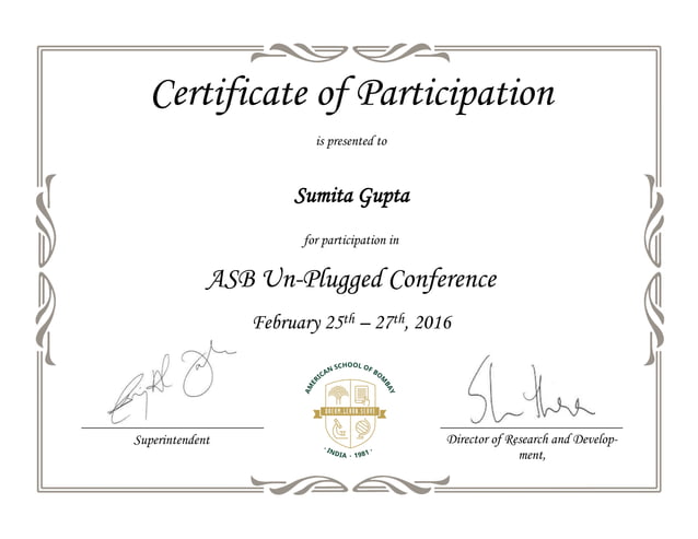 ASB Unplugged Certificate | PDF