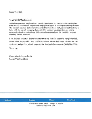 2016 Letter of Recommendation from CVR Charmaine Johnson-Davis Senior ...