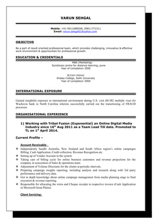 Resume of Varun Sehgal | DOC