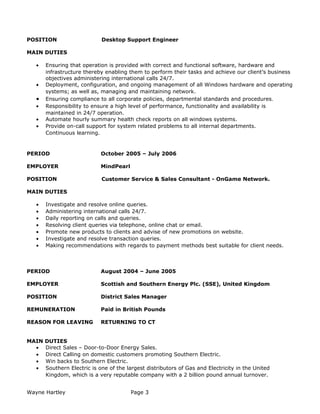 Wayne Hartley CV | DOC