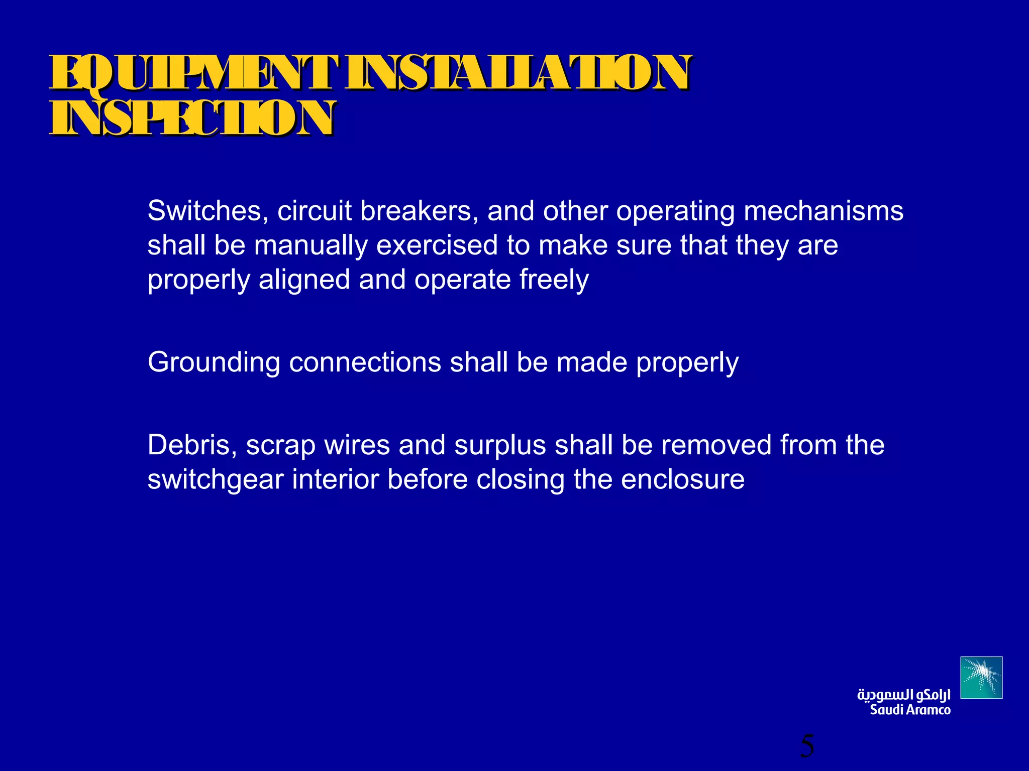 Switchgear Installation Precomissioning Inspection.PPT