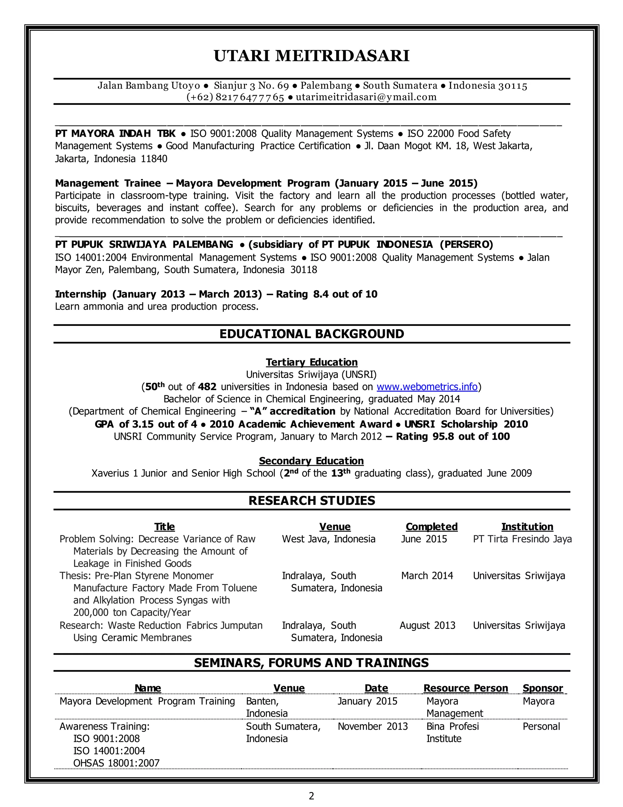 CV - Utari Meitridasari - Section Head PPIC (2) | DOCX