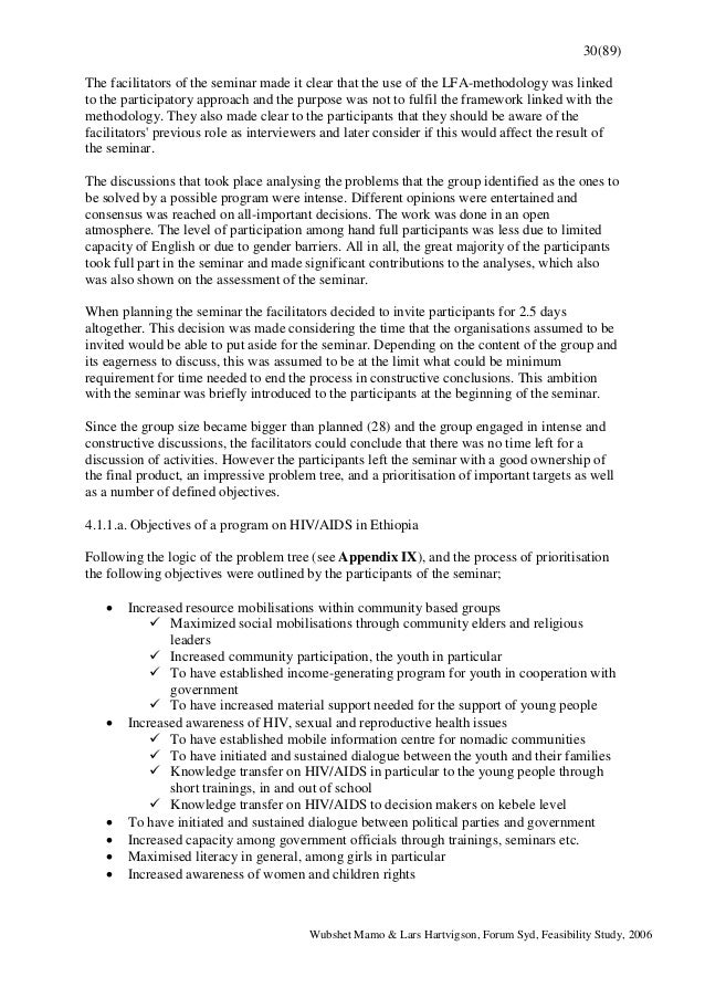 Fesibility study on HIV AIDS report April 2006