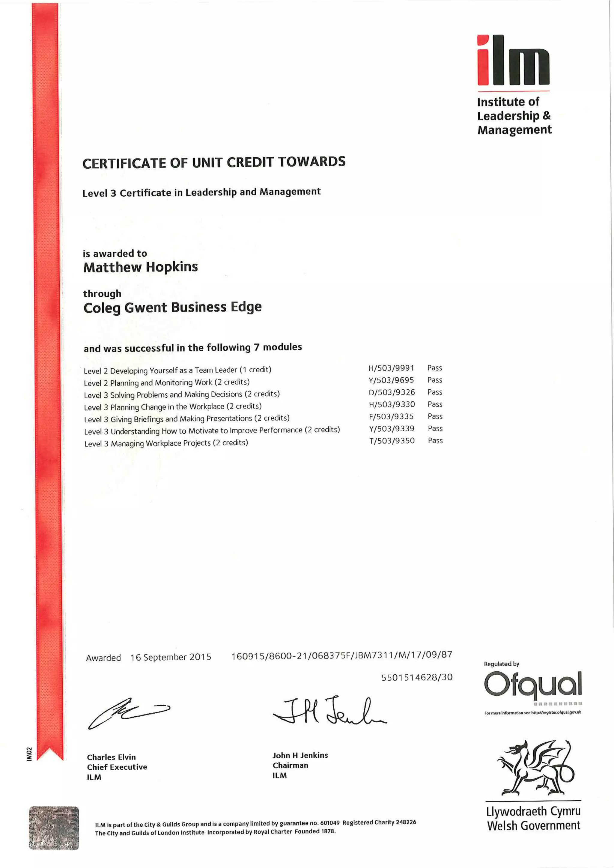 MH - ILM-L3 - Cert | PDF