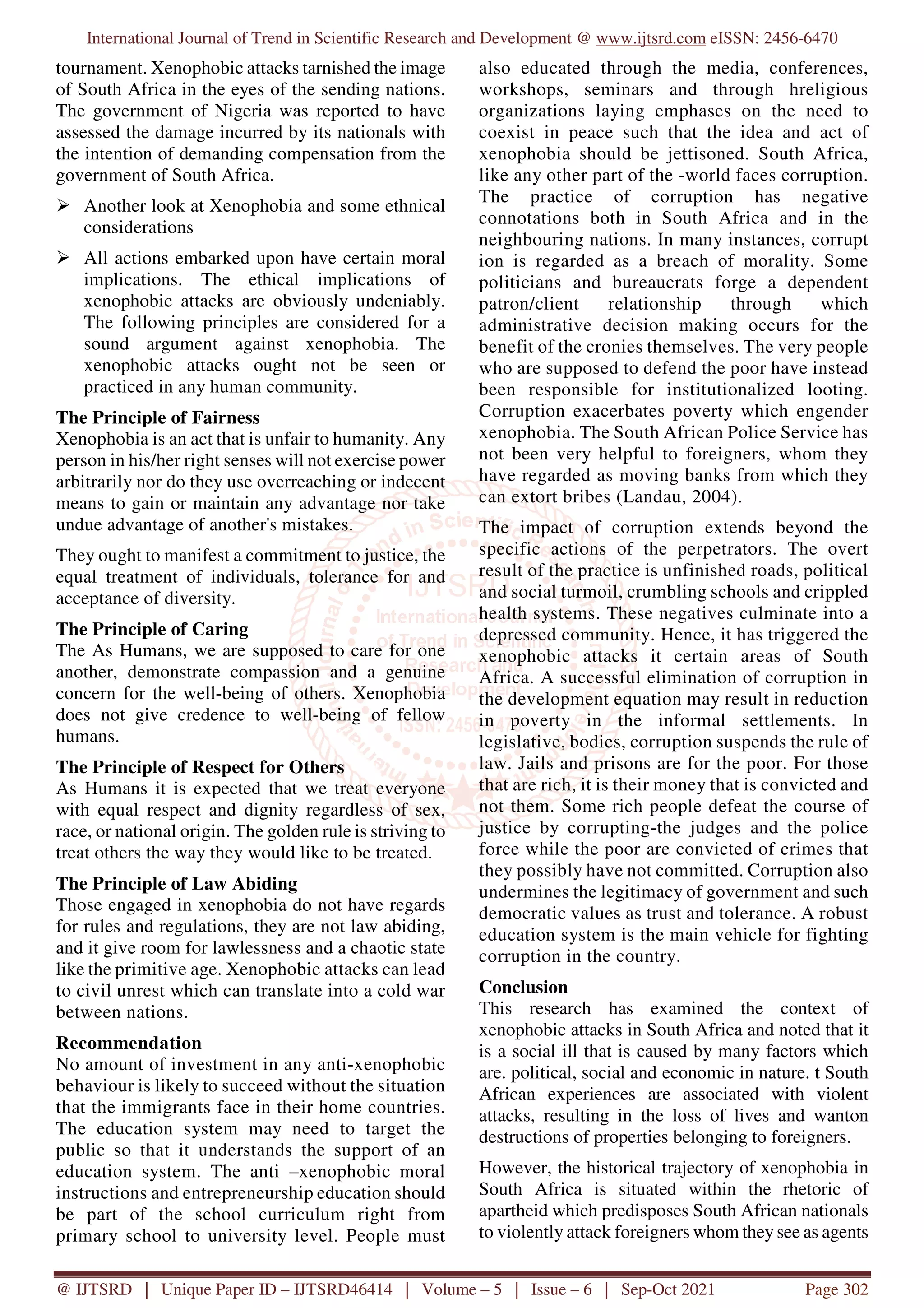 Critical Analysis of Xenophobic Attacks in South Africa | PDF
