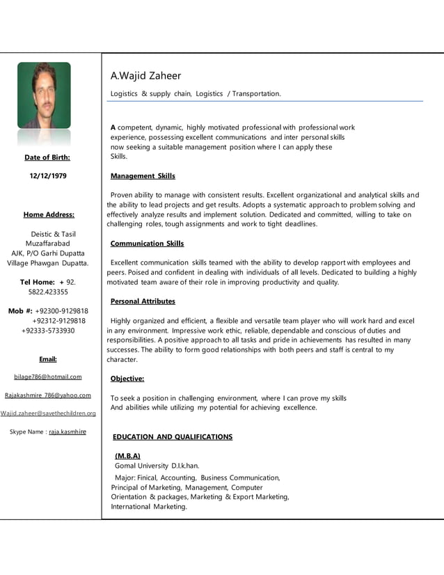 New Updated CV Wajid. 2014 | PDF | Free Download