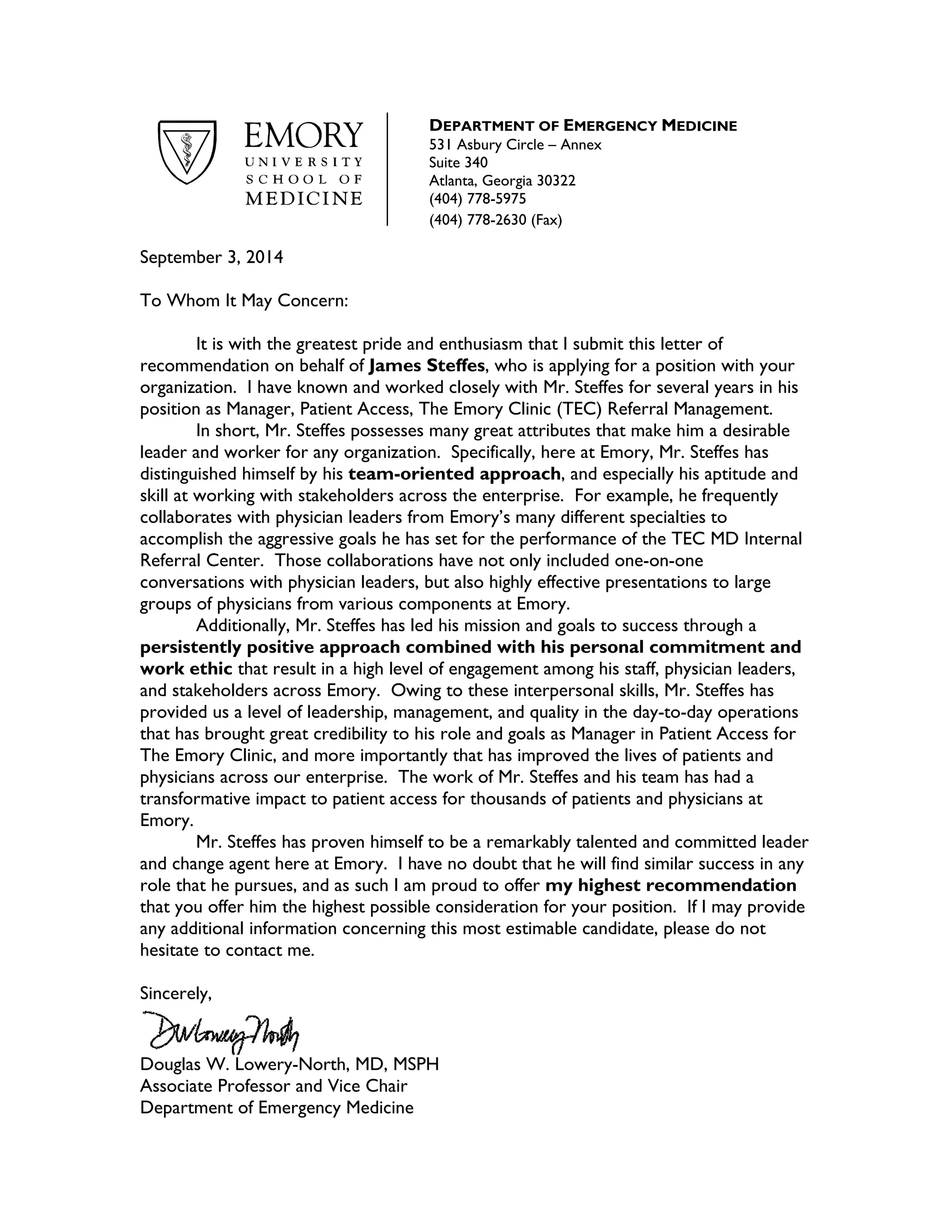 J Steffes_Letter of Recommendation | PDF