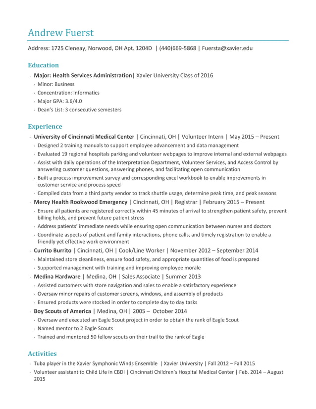 Resume Andrew Fuerst | PDF