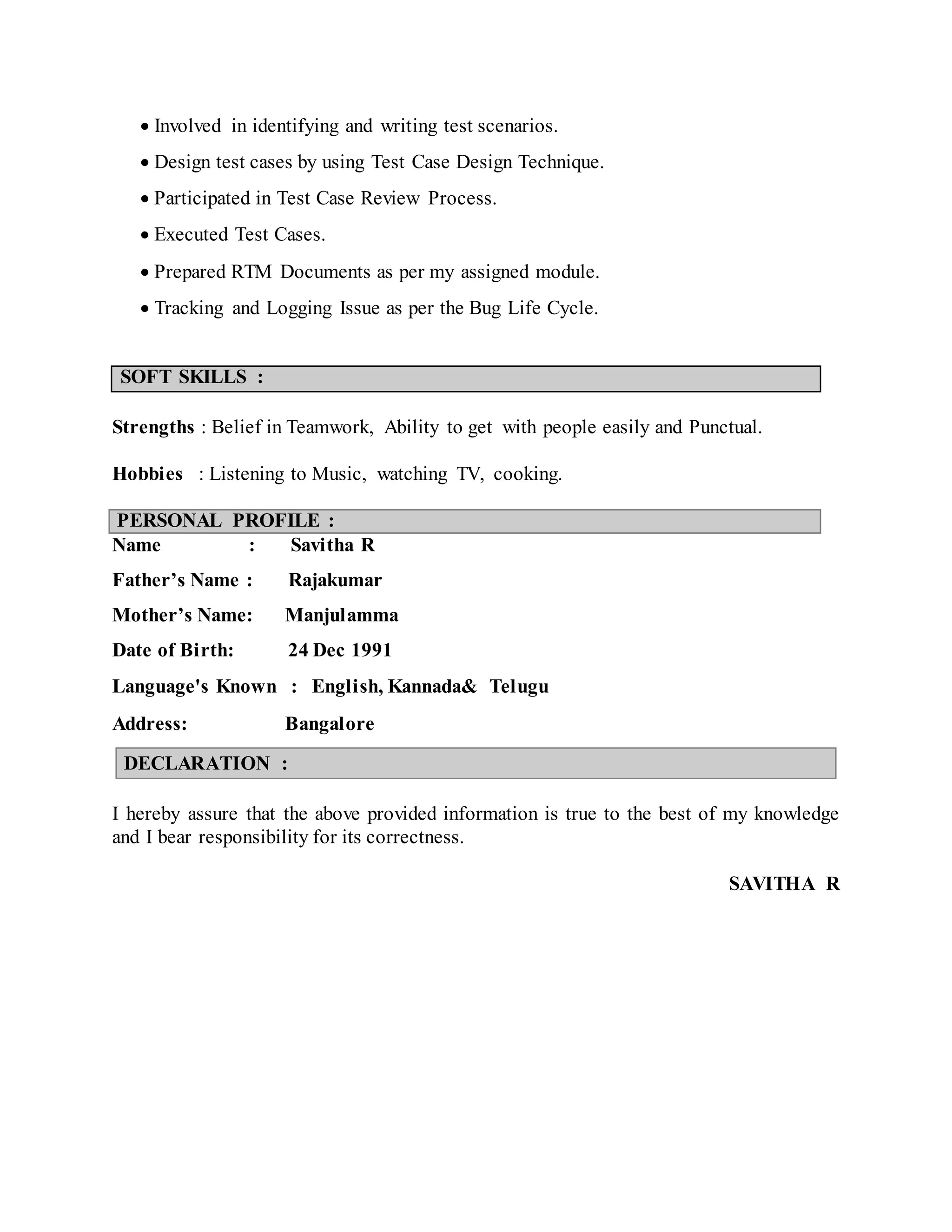 Savitha_Resume | DOC