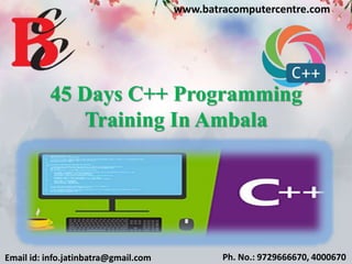 45 Days C++ Programming Language Training in Ambala | PPTX