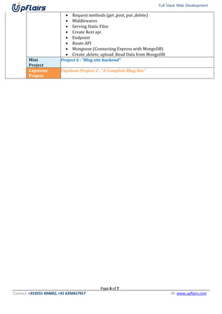Full stack Web Development Summer Training | PDF