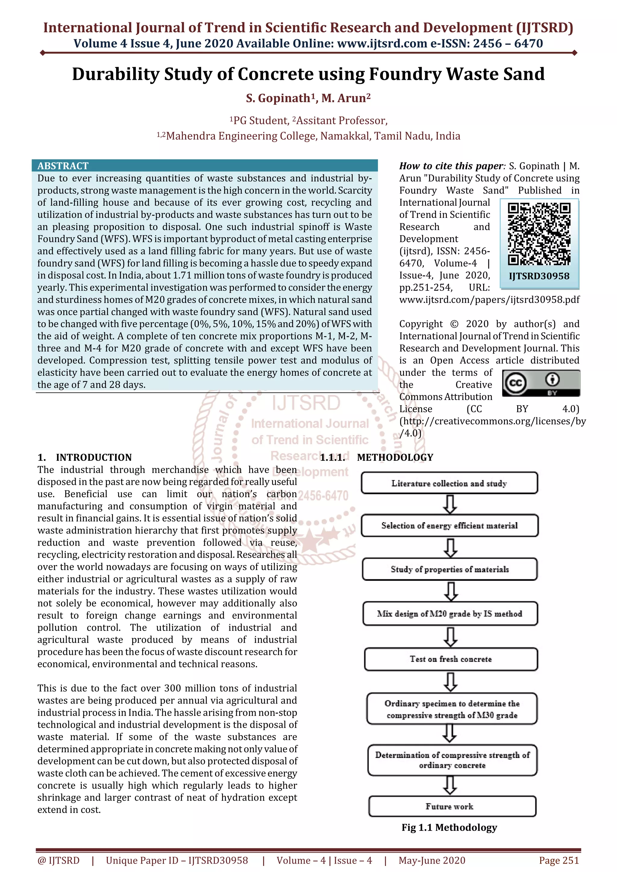 Durability Study of Concrete using Foundry Waste Sand | PDF | Geology ...