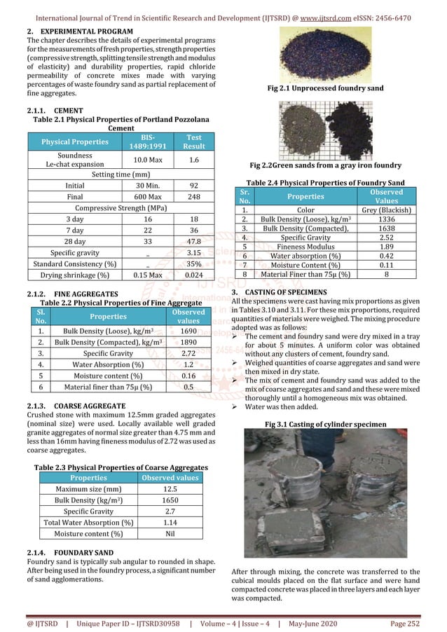 Durability Study of Concrete using Foundry Waste Sand | PDF | Geology ...