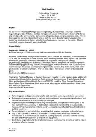 Nick Hawkins CV 2016 V1 | PDF