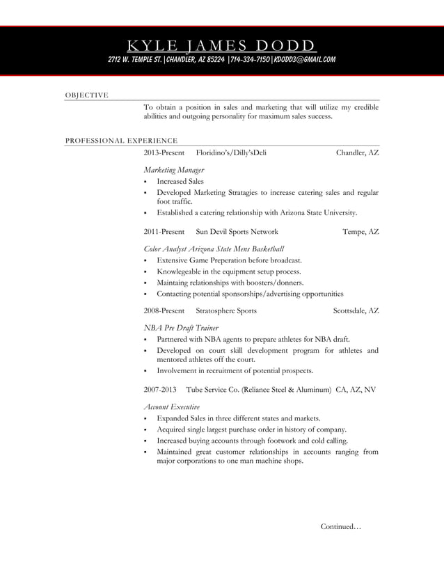 Kyle Dodd Resume | PDF | Basketball | Sports