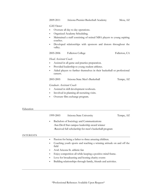 Kyle Dodd Resume | PDF | Basketball | Sports