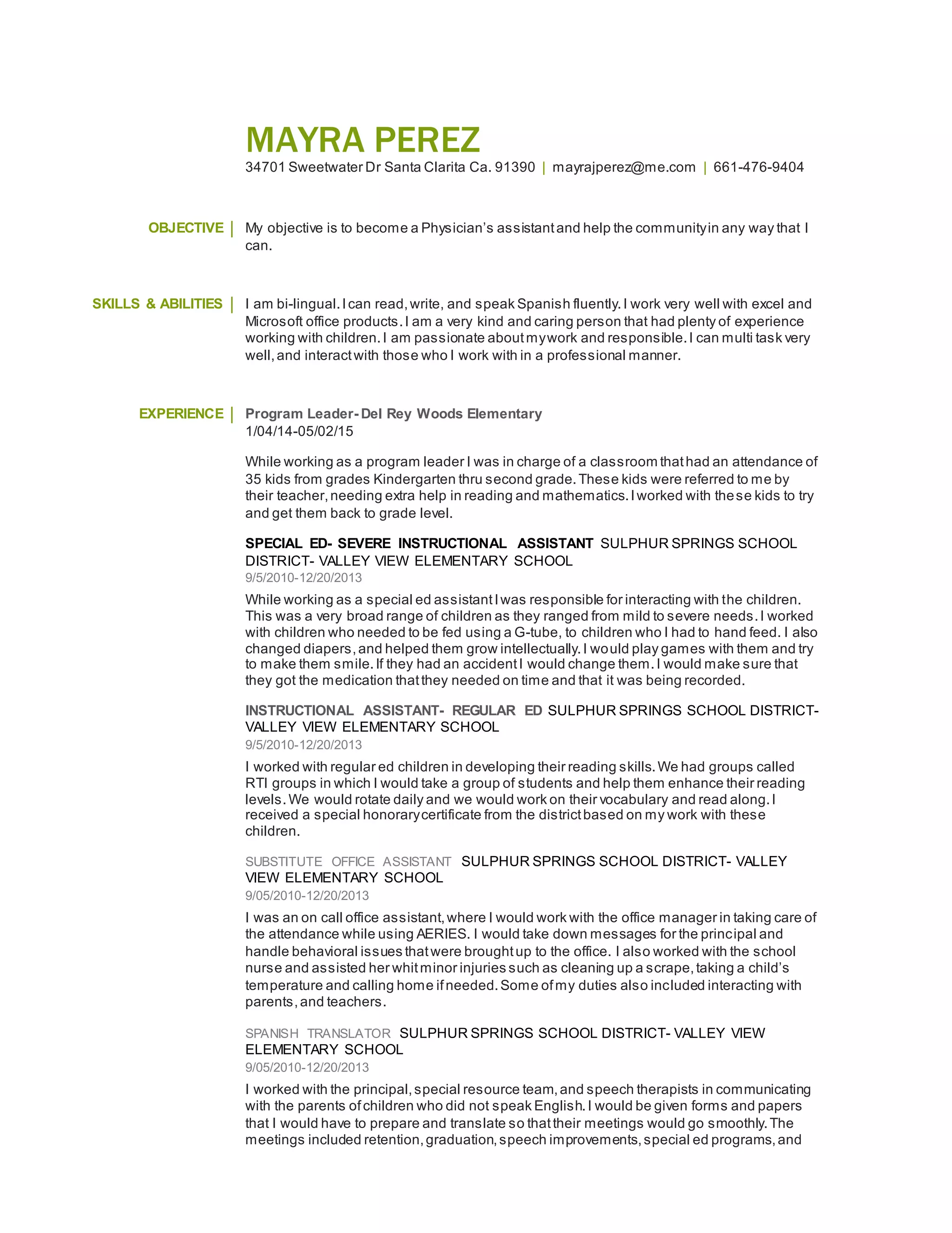 mayra perez resume | DOCX