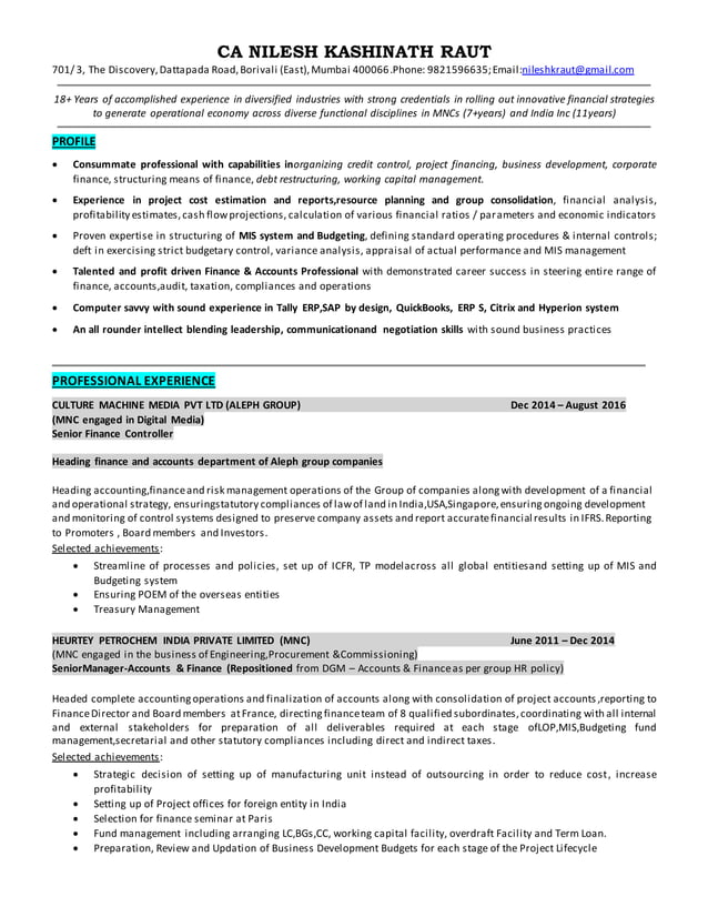 Nilesh K Raut_Resume_Sept 16 | PDF