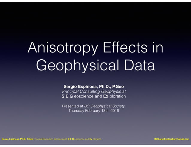 Anisotropy Effects in Geophysical Data | PPT
