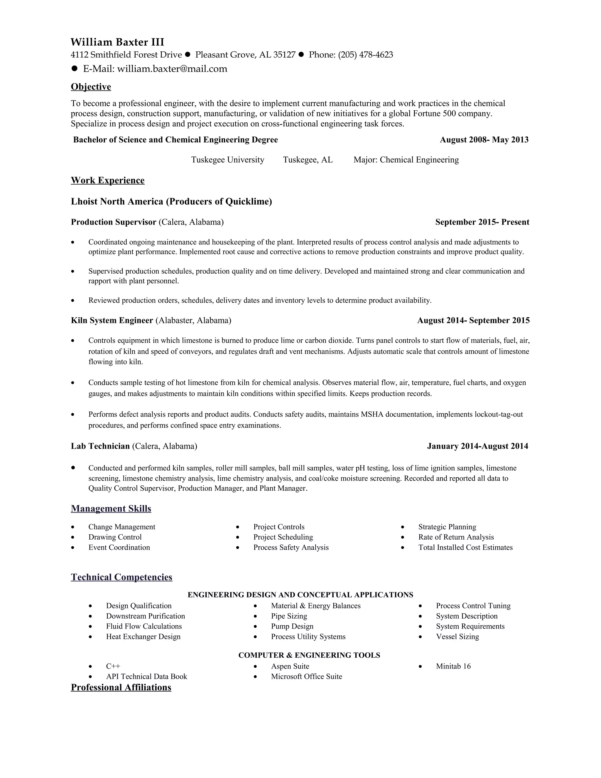 William Baxter Professional Resume | DOC