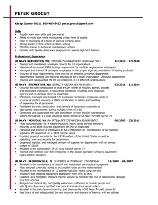 peter resume redux | DOCX | Arms & Ammunition | Sensitive Topics