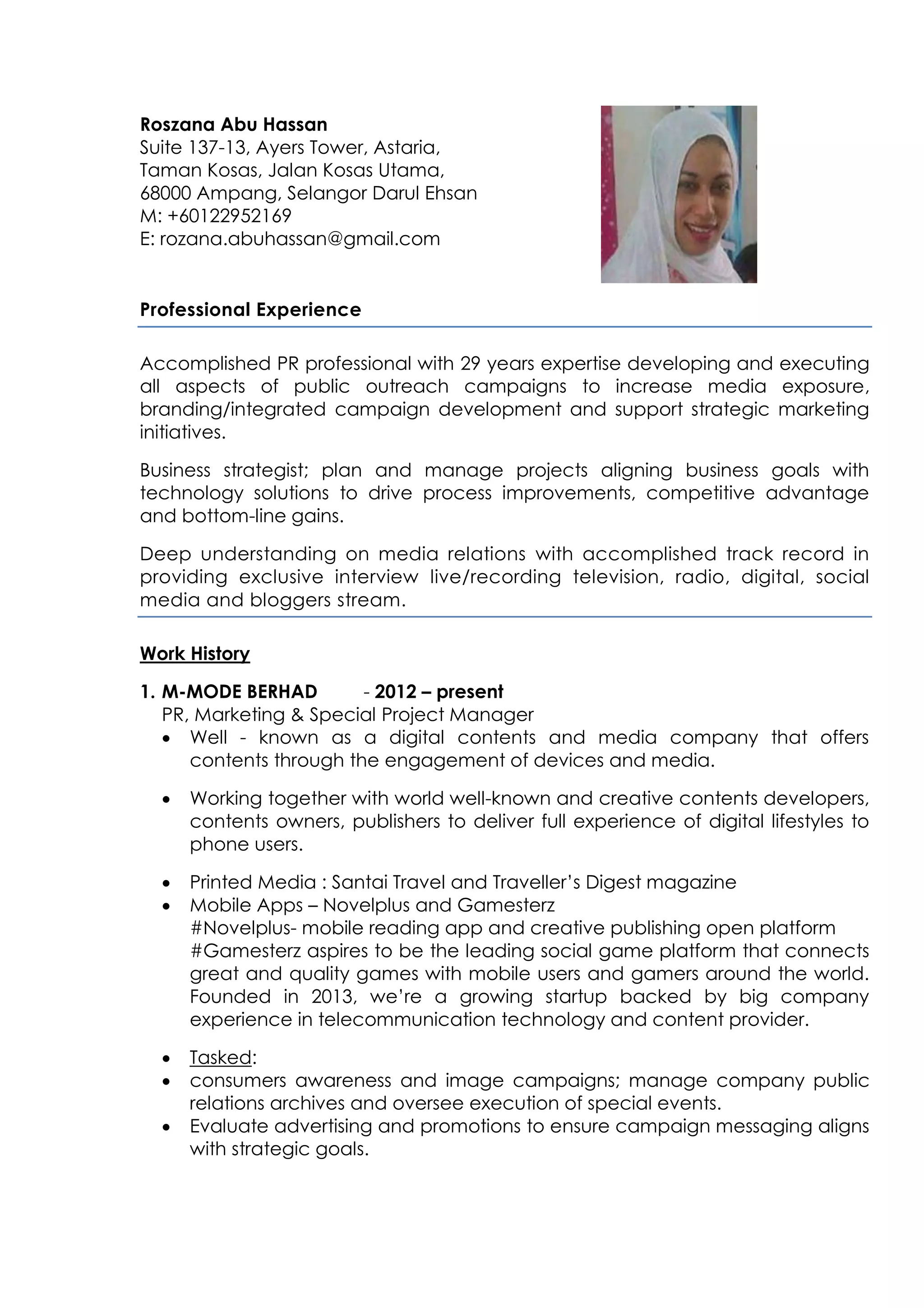 Roszana Abu Hassan Resume | PDF
