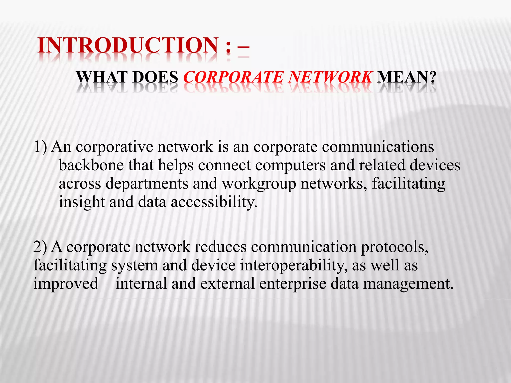 corporate networking basics | PPTX | Computer Networking | Computing