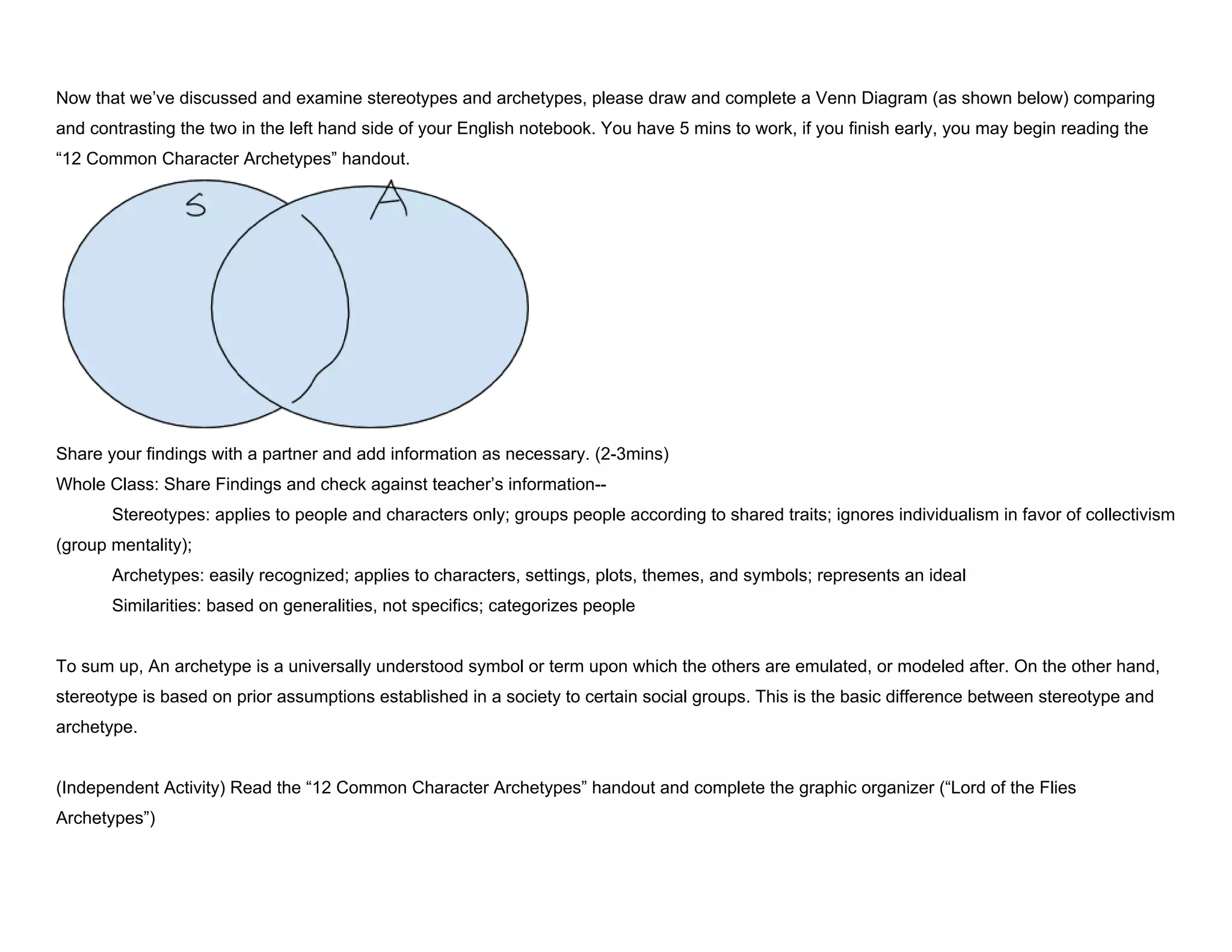 archetype minilesson | PDF