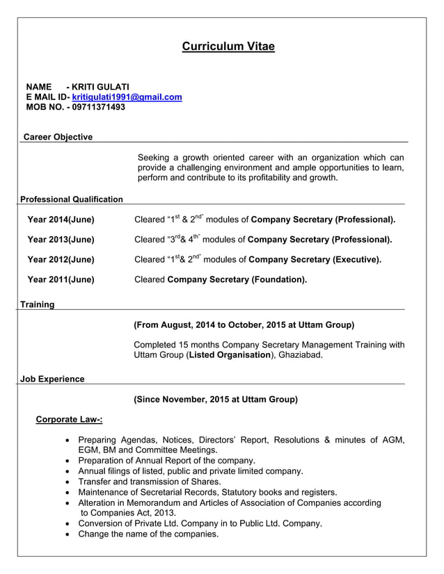 kriti resume | PDF