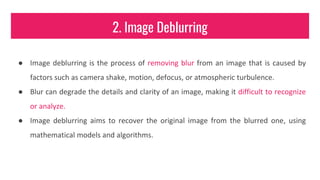 Image Restoration mage restoration is the process of improving the quality of a degraded digital ...