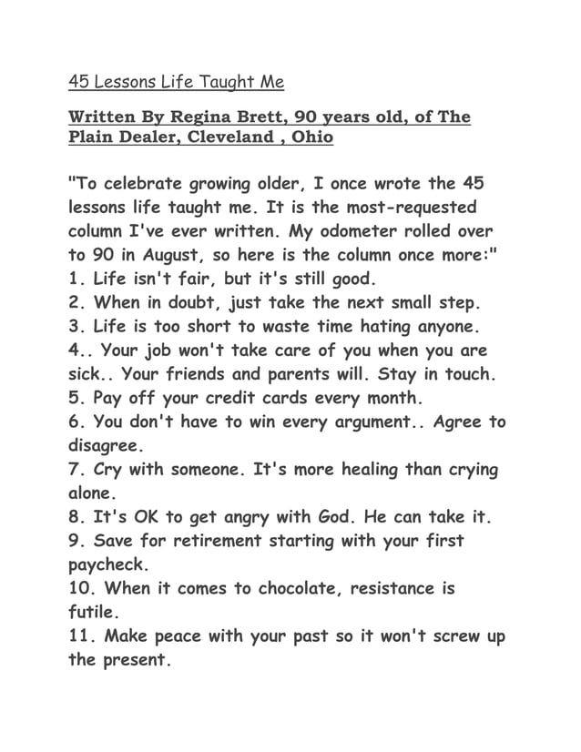 45 lessons life taught me | DOCX