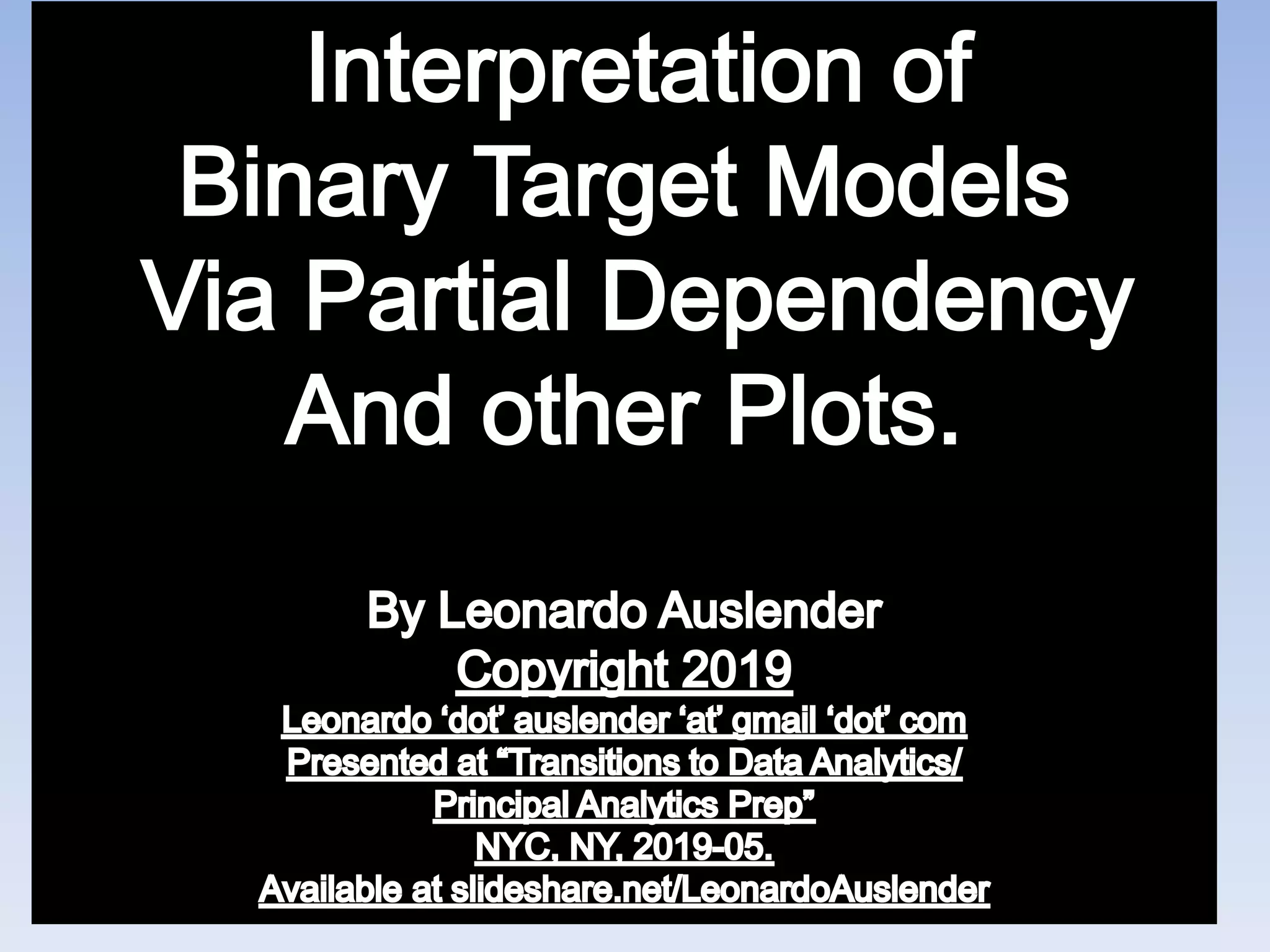 Visual Tools for explaining Machine Learning Models | PPT