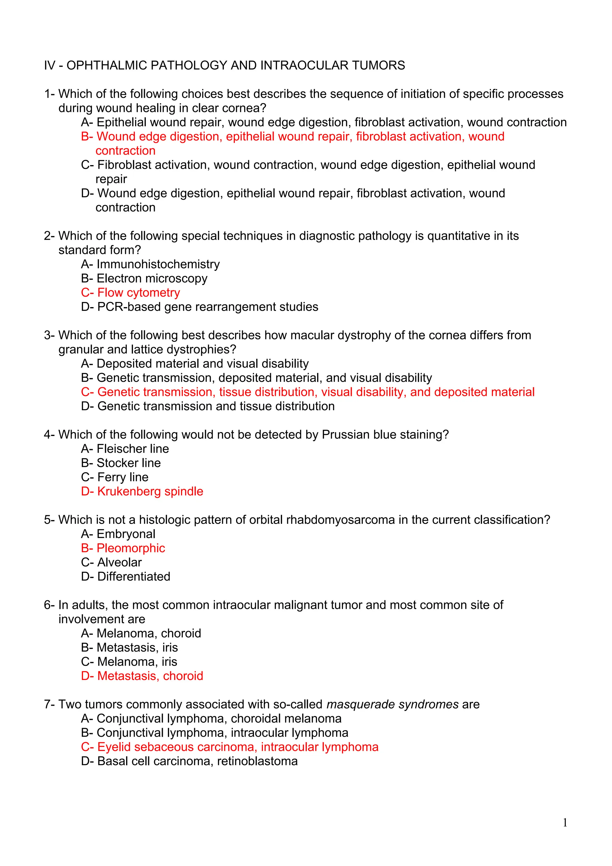 45 Multiple Choice Questions (MCQS) - introcular tumors-bcsc04.doc