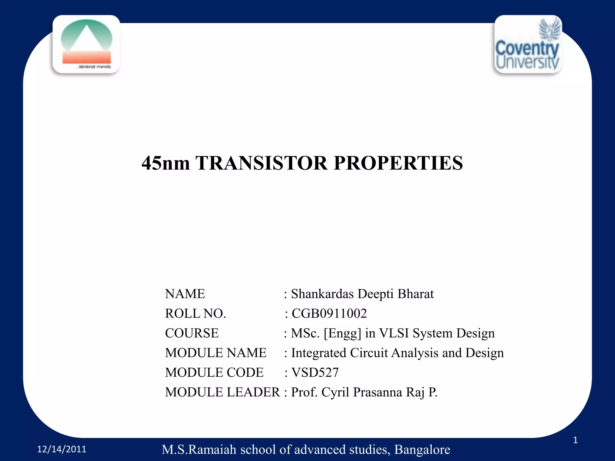 45nm transistor properties | PDF