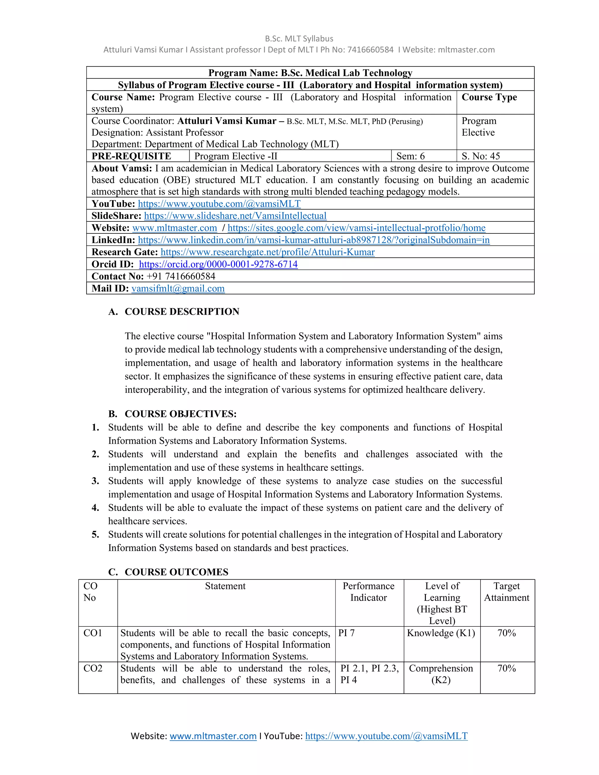 45_Program Elective course - III (Laboratory and Hospital information ...