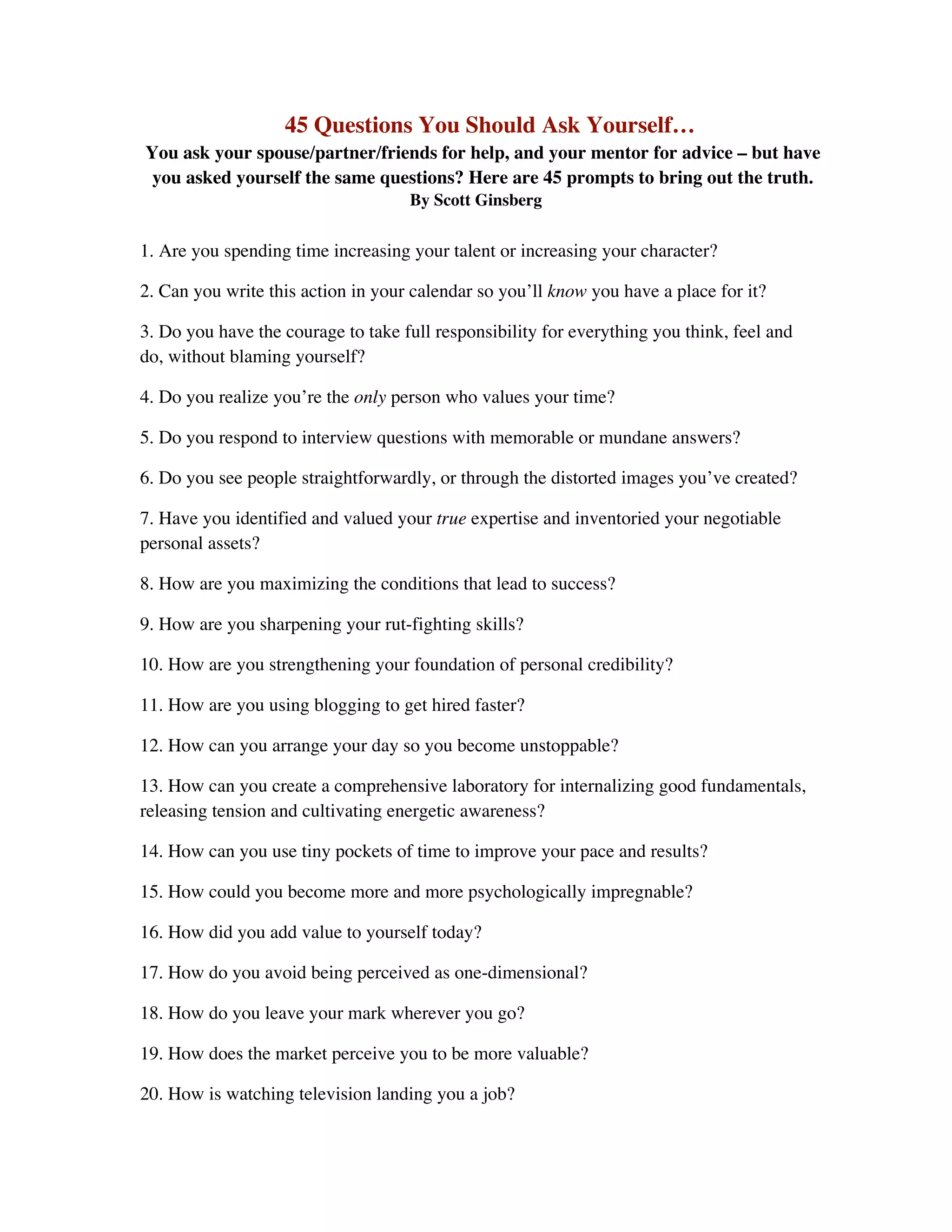 45 Questions You Should Ask Yourself... | PDF