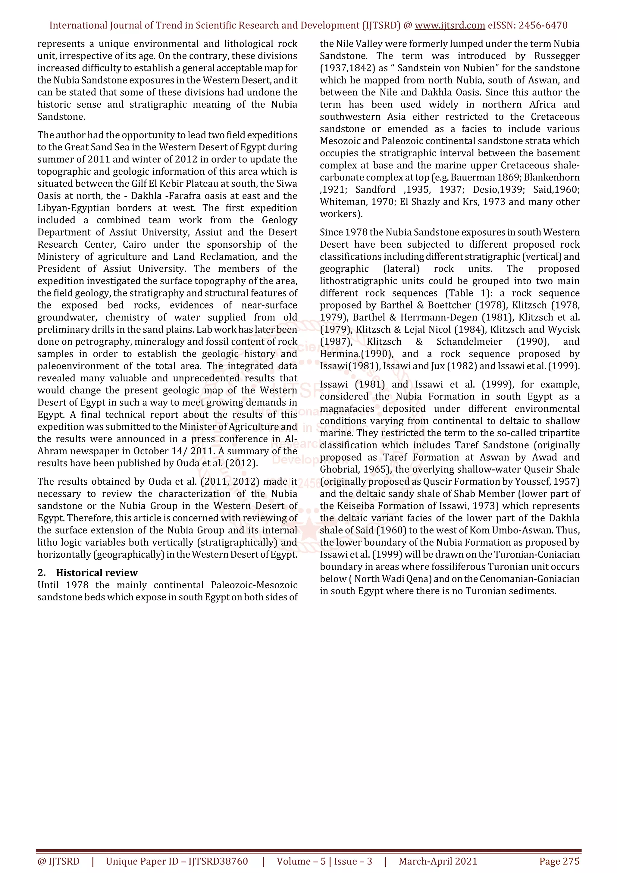 The Nubia Sandstone Nubia Group , Western Desert, Egypt An Overview | PDF