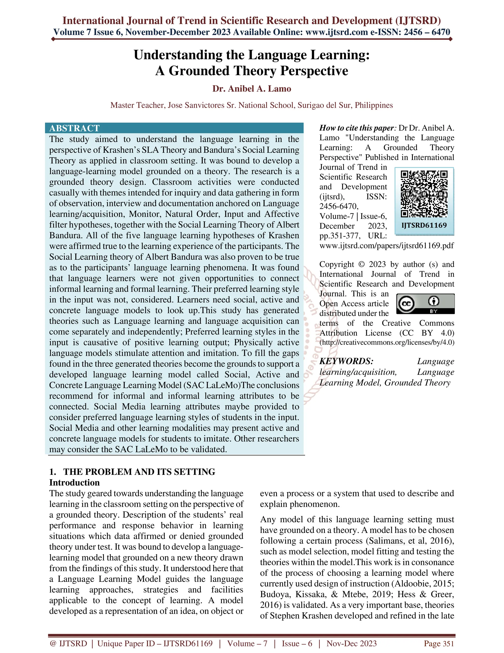 Understanding the Language Learning A Grounded Theory Perspective | PDF