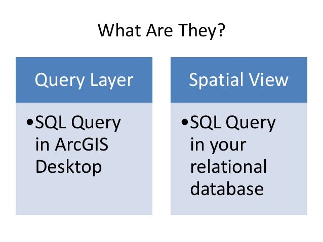 Making Use of Query Layers & Spatial Views
