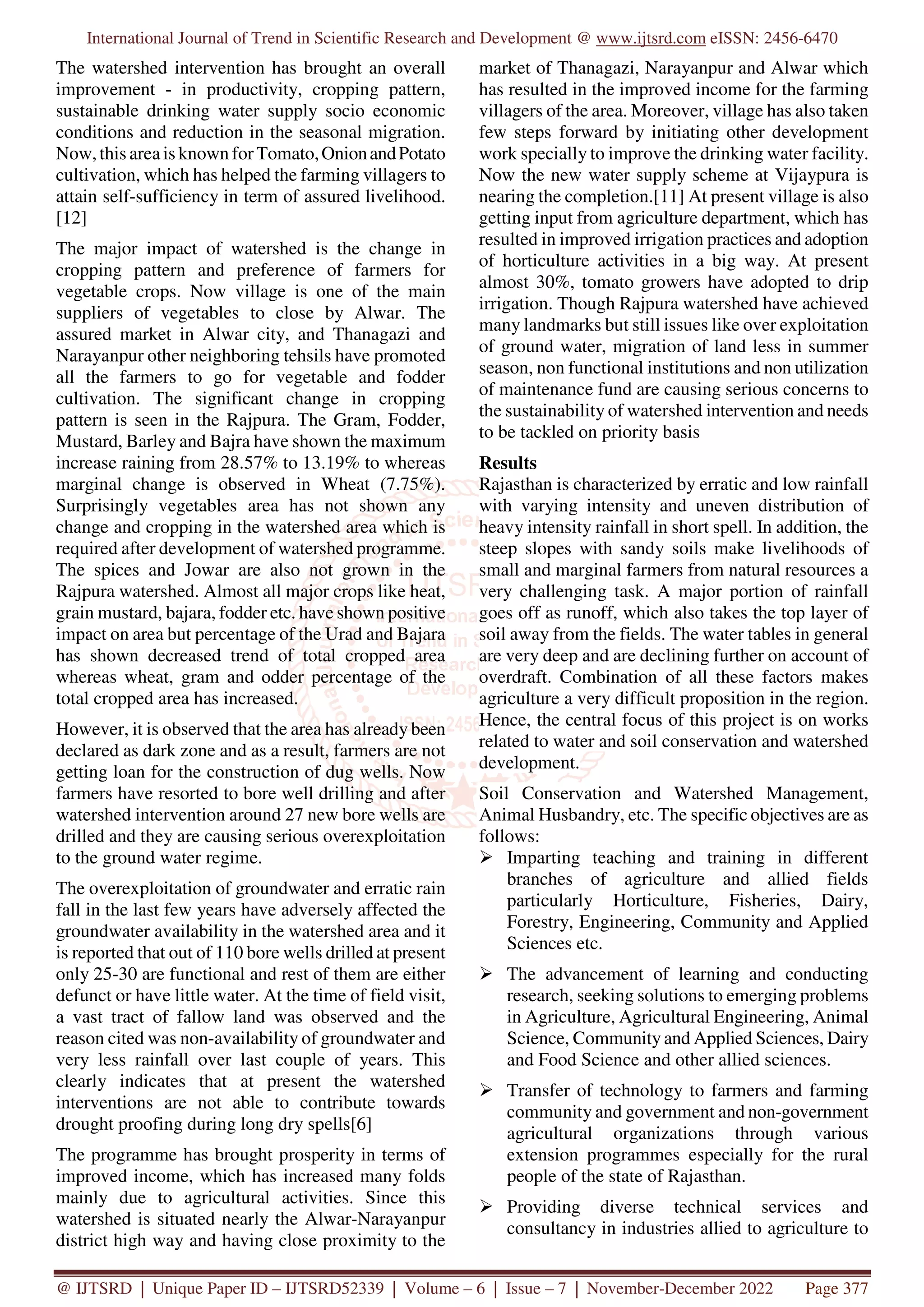 Watershed and Agriculture Management in Rajasthan | PDF