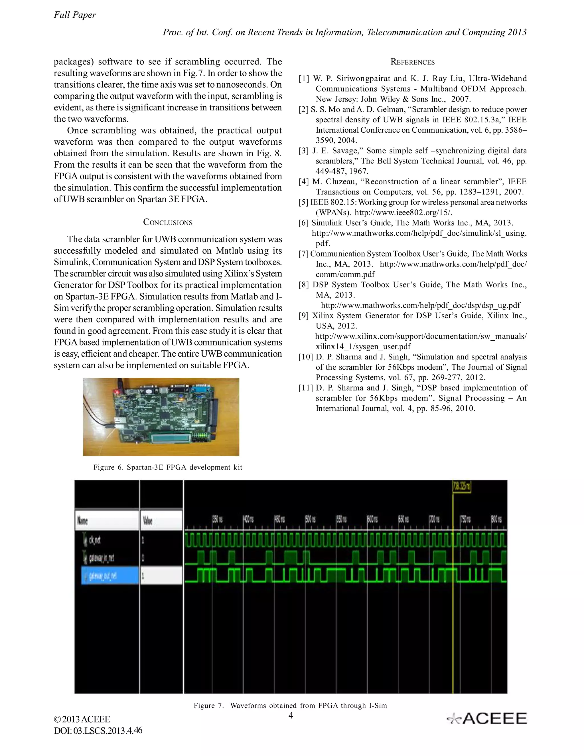 FPGA based Data Scrambler for Ultra-Wideband Communication Systems | PDF