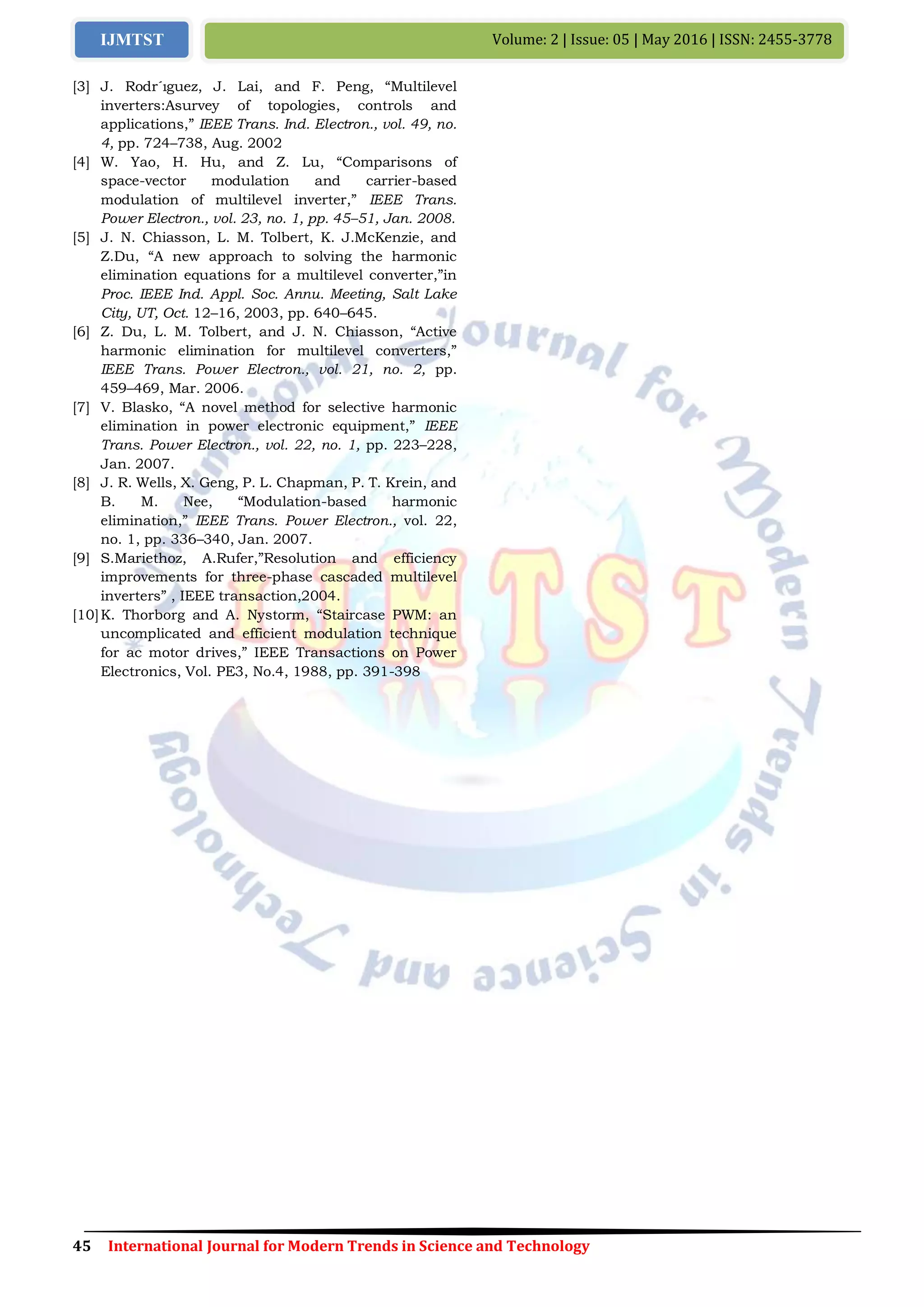 Analysis Of 7 Level Cascaded And Mldcli With Sinusoidal Pwm And Modified Reference Pwm Control