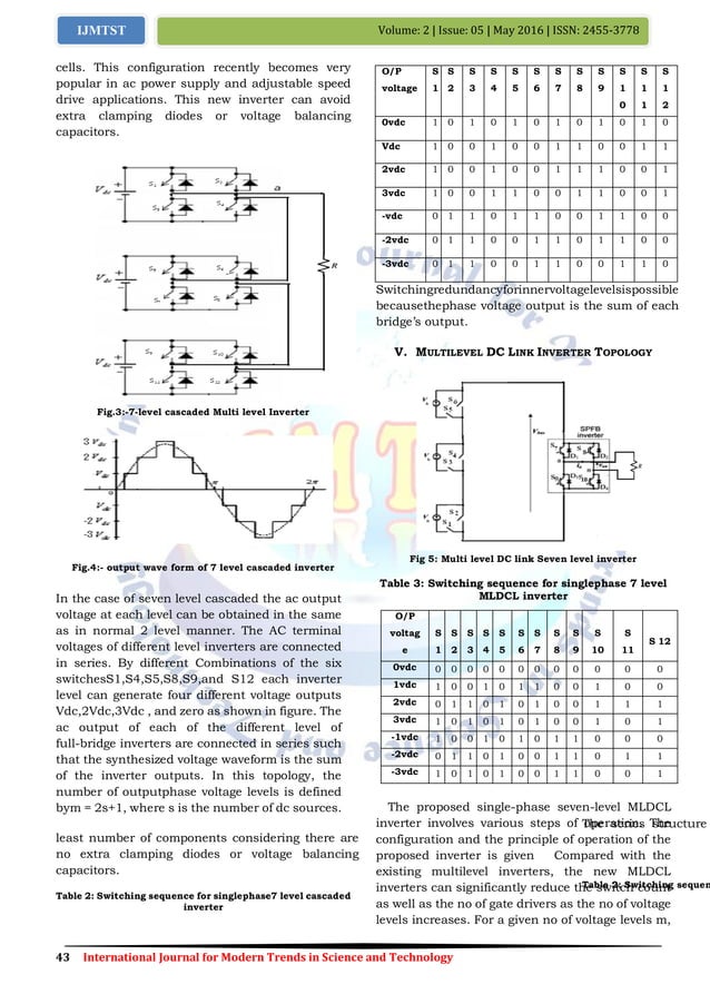 Analysis of 7-Level Cascaded & MLDCLI with Sinusoidal PWM & Modified Reference PWM Control ...