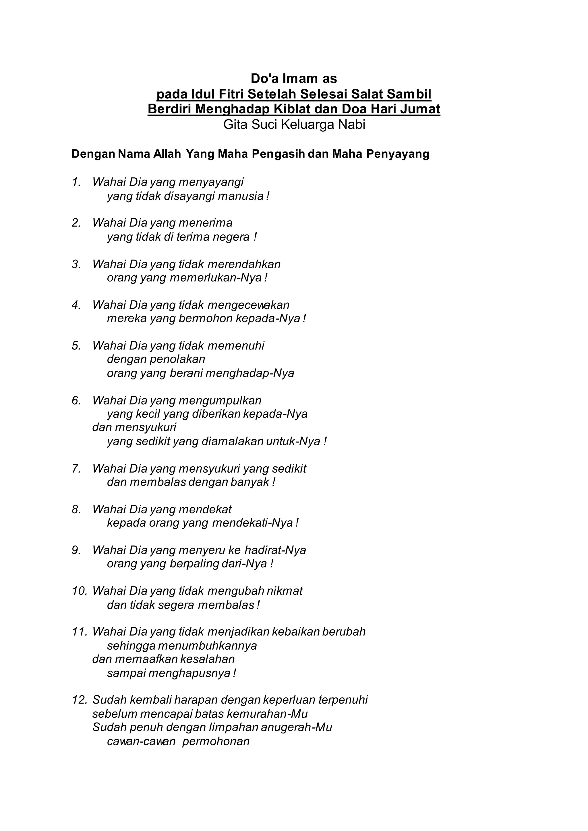 46. do'a imam as pada idul fitri setelah selesai salat sampil berdiri ...