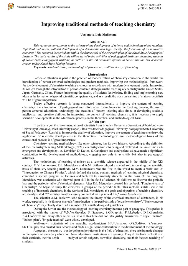 Improving traditional methods of teaching chemistry | PDF