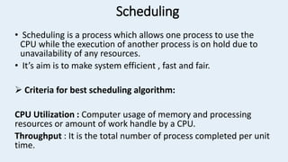 Scheduling Definition, objectives and types | PPT